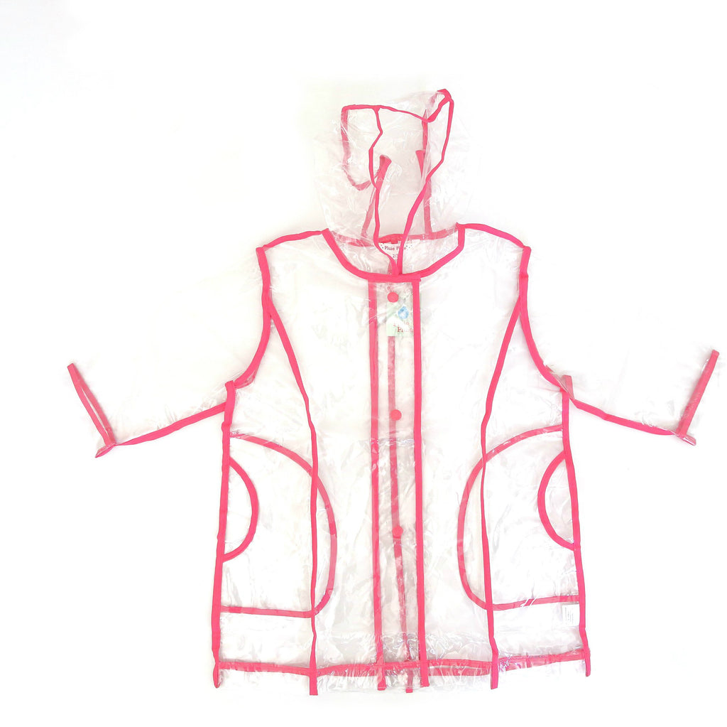 Pluie Pluie Girls Fuchsia Trim Transparent Raincoat