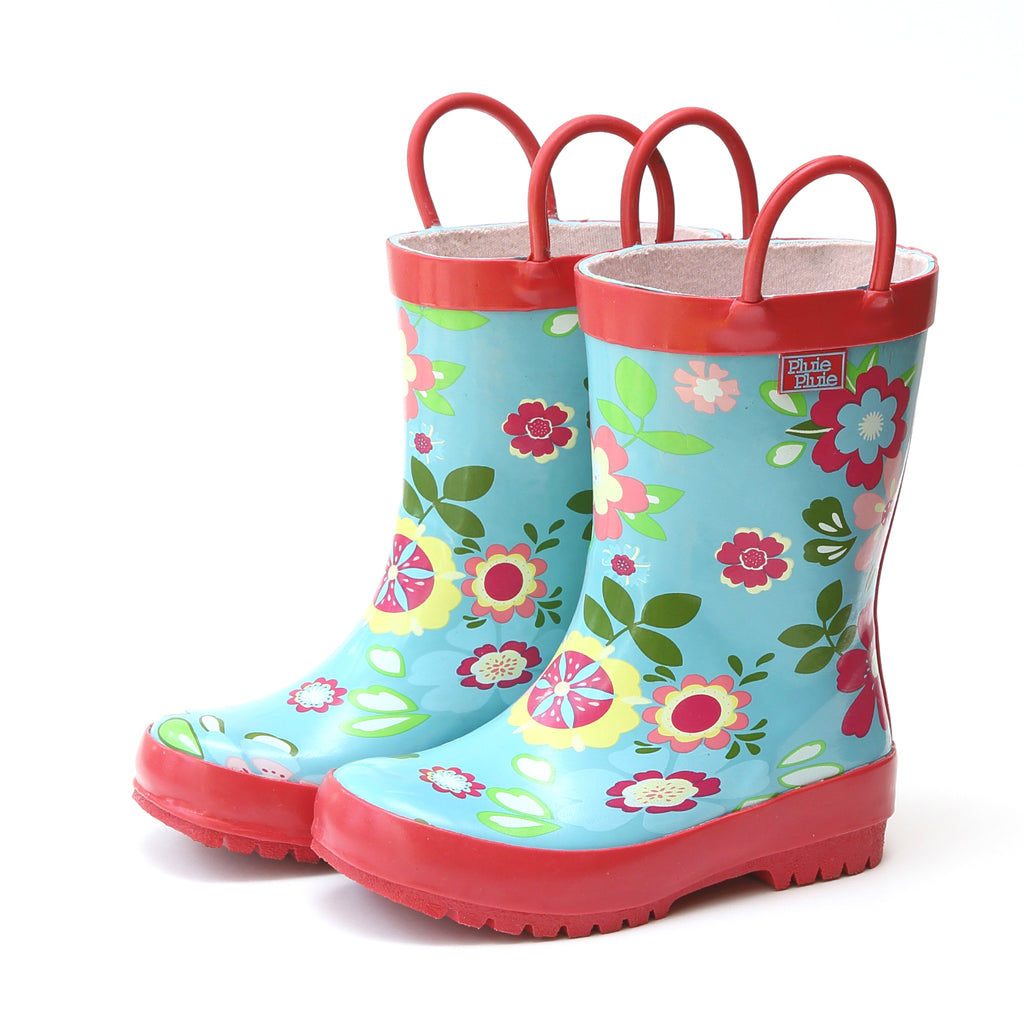 Pluie Pluie Girls Blue Floral Rain Boot